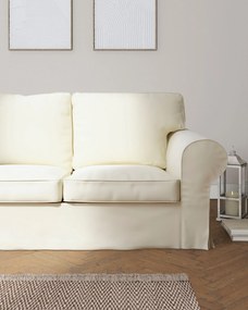 Potah na pohovku IKEA  Ektorp 3-místná, rozkládací STARÝ MODEL PIXBO barva krémová látka lesklé, sametová