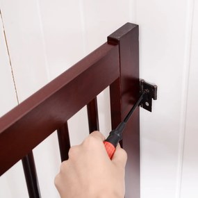 Costway Ochranná brána Čtyřdílná ochrana dveří pro psy Káva – 203 × 76 × 1,8 cm