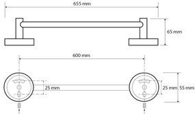 SAPHO XR410 X-Round E držák na ručníky 65 cm, stříbrná