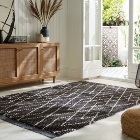 Flair Rugs, AKCE: 160x230 cm Kusový koberec Domino Aisha Berber Monochrome, černá, černobílá, ložnice