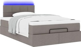 Osmanská postel s matrací &amp; LED taupe 120x190cm látka 3312295