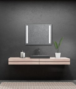 Amirro Zrcadlo na zeď chodbu do pokoje ložnice koupelny předsíně LUMINA SENZOR LED - 90 x 70 cm se dvěma  LED podsvícenými pruhy a  s dotykovým sensorem 900-957