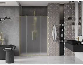 Mexen Velar L Duo, posuvné sprchové dveře do otvoru 150 cm, 8mm sklo námraza, zlatá matná, 871-150-003-32-55