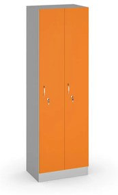 Dřevěná šatní skříňka, 2 oddíly, 1900x600x420 mm, šedá/oranžová