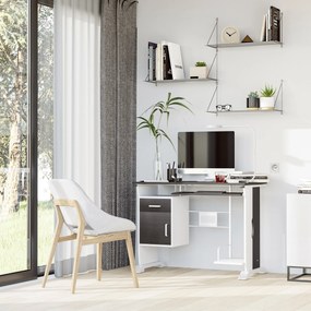 HOMCOM Moderní počítačový stůl 100Š x 52H x 75V cm Černý ořech a bílá | Aosom