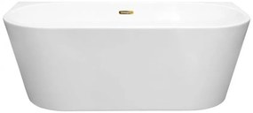 BESCO Volně stojící vana VICA NEW bílá, sifon s přepadem Barva - Bílá, Barva sifonu - Zlatá, Rozměr vany - 150 × 80 cm VANVIC150NZ