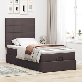 Osmanský postel s matrací tmavě šedá 90x200 cm textil 3313129