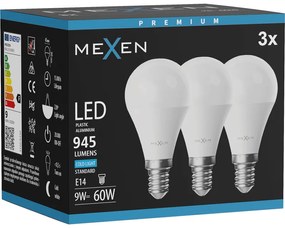 Mexen Nova 3x LED žárovka E14, G45, 9W, Studená - 6500K, 945 lm - L101-E14-0965-01x03