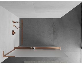 Mexen Kioto+ L, sprchová zástěna Walk-In s poličkou a věšákem 100 x 200 cm, 8mm sklo námraza, měděný matný profil, 800-100-123-65-30
