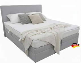 Kontinentální postel Emma Premium Home boxspring 200x160 sv. šedá s úložným prostorem