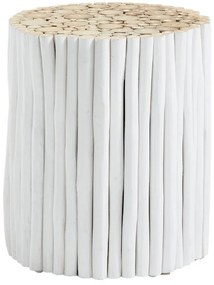 OnaDnes -20% Bílý teakový odkládací stolek Kave Home Filip 35 cm