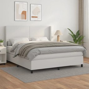 Box spring postel s matrací bílá 180x200 cm umělá kůže