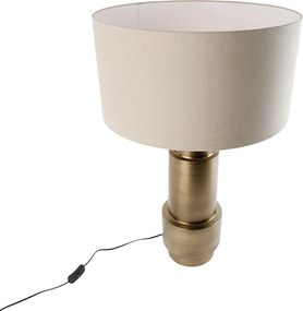 Stolní lampa bronzová s plátěným stínítkem světle hnědým 50 cm - Bruut