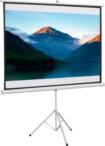 HOMCOM Ruční projektorová plachta s držákem 84 palců Přenosná projekční plachta formát 4:3 pro vnitřní a venkovní domácí kino Terasa 171x131 cm Bílá |