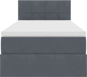 Postel s úložným prostorem s čelo Tmavě šedá 90 x 200 cm samet 3370732