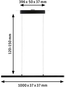 Paulmann 96816 Lento, černé lineární svítidlo se svícením nahoru-dolu pro Urail, 42W LED 2700K stmívatelné, délka 100cm