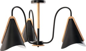 Toolight - Skandidávská závěsná lampa 3-ramenná 3xE27 60W APP442-CP, černá, OSW-08980