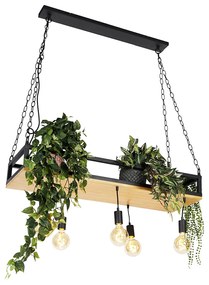 Inteligentní závěsné svítidlo černé se dřevem vč. 5 Wifi G95 - Shelf