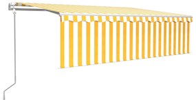 vidaXL Automatická zatahovací markýza s roletou 5 x 3 m žlutobílá