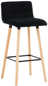 Barová židle Lincoln ~ samet, dřevěné nohy natura - Černá