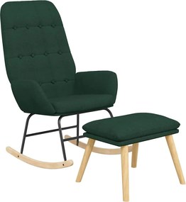 Houpací křeslo s podnožkou tmavě zelené textil 3097709