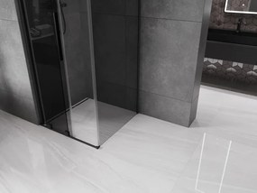 Mexen Velar, sprchový kout s posuvnými dveřmi 100 x 100 cm, 8mm šedé sklo, černá matná, 871-100-100-41-70