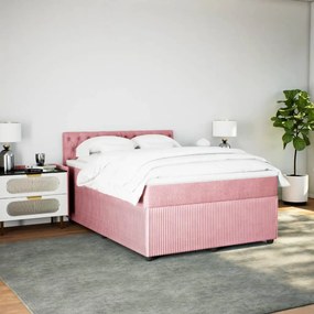 Box spring postel s matrací růžová 140x200 cm samet 3287769