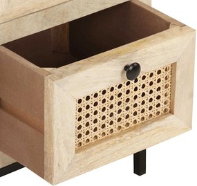 Příborník 60 x 35 x 70 cm masivní mangovník a přírodní rákos 323508