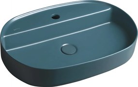 Isvea Isvea, INFINITY OVAL keramické umyvadlo na desku, 60x40 cm, matná zelena Petrol, 10NF65060-2P