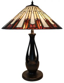 Stolní lampa Tiffany s béžovo-hnědým stínidlem Ranae – 46x60 cm