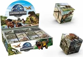 TEDDIES Hlavolam kostka 3x3 dinosaurus / Plast / Ve fólii / 6x6x6 cm /