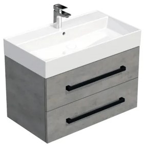 Koupelnová skříňka s černou úchytkou a umyvadlem SAT Cube Way 80x53x46 cm beton mat CUBE46C802BESAT