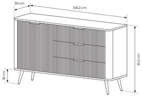 LANTE č | komoda D 138 d3s | 138,2 cm | černá