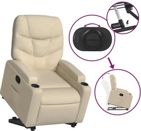 Zvedací polohovací křeslo krémové textil 3204605
