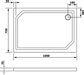 Gelco SARA 100 x 75 cm HS10075 sprchová vanička litý mramor