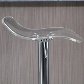HOMCOM Sada 2 barových židlí moderního designu s akrylovým sedákem a kovovou základnou - 360° otáčení - výškově nastavitelné s opěrkou na nohy - průh…