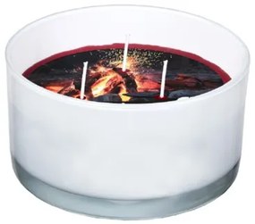 Svíčka ve skle 3 knoty FIRESIDE WARMTH - teplo krbu