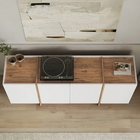 Bílá komoda v dekoru borovice s dírou na kabely 180x80x45 cm Dorma – Kalune Design