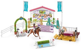 Schleich 42440 Turnajové závodiště s koníky a ošetřovatelkami s pohyblivými klouby