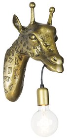 Vintage nástěnná lampa mosaz - žirafa