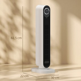HOMCOM 2000W ventilátorový ohřívač z ABS s dálkovým ovládáním, kýváním a časovačem, 30 x 22 x 82,5 cm, bílá