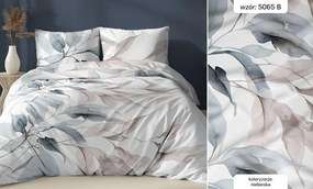 Saténový povlak na polštář 40x40 bílé modré listy na zip 5065 B KARO Satin