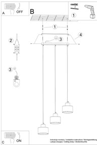 Závěsné svítidlo Savar 3, 3x černé kovové stínítko
