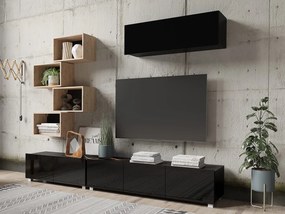 GAB Obývací stěna LORONA 29, Černá/ Dub Artisan 250 cm