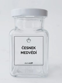 Samolepka na kořenky ČESNEK MEDVĚDÍ průhledná 5 × 5 cm tučné písmo
