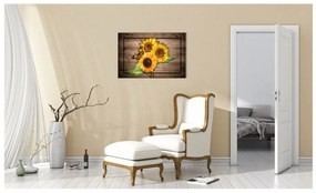 Malvis ® Obraz slunečnice na dřevě Velikost: 120x80 cm