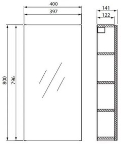Cersanit City, zrcadlová skříňka 40x14x80 cm, bílá, S584-022-DSM