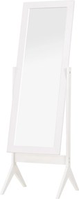 HOMCOM Zrcadlo v Plné Výšce s Toaletním Zrcátkem, Snadno Čistitelné MDF, Bílé 47cm x 46cm x 148cm | Aosom