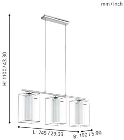 Eglo 94378 - Lustr LONCINO 1 3xE27/60W/230V