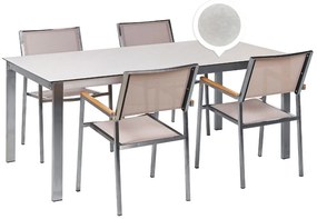 Zahradní jídelní souprava stolu a 4 židlí bílá/béžová COSOLETO/GROSSETO Beliani